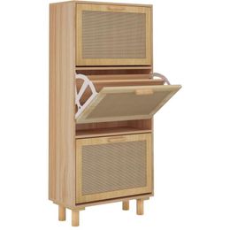 Schuhschrank Braun 52x25x115 cm Holzwerkstoff & Rattan Natur vidaXL