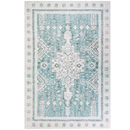 Beliani Teppich aus Baumwolle Polyester 200 x 300 cm Mintgrün Orientalisches Muster Vintage Wohndekor