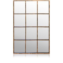 Bronzener Metall Fenster Wandspiegel - 90 x 60 cm Spiegel - Vintage Metallrahmen - Bronze - Casa Chic