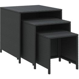 vidaXL - Satztische 3 Stk. Schwarz Poly Rattan