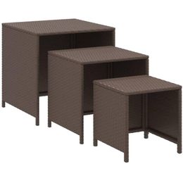 vidaXL - Satztische 3 Stk. Braun Poly Rattan