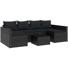 2-tlg. Garten-Lounge-Set mit Kissen Schwarz Poly Rattan vidaXL