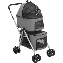 Hundewagen für 2 Hunde Faltbar Grau 83x48x97 cm Oxford-Gewebe vidaXL