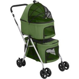 vidaXL - Hundewagen für 2 Hunde Faltbar Grün 83x48x97 cm Oxford-Gewebe