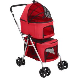 vidaXL - Hundewagen für 2 Hunde Faltbar Rot 83x48x97 cm Oxford-Gewebe