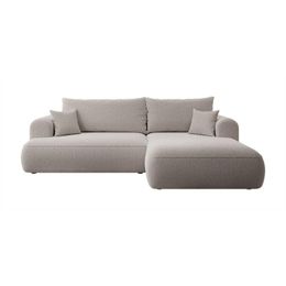 Eckschlafsofa Ovo L-förmiges Dunkelbeige mit Bouclé-Behälter rechts - Selsey