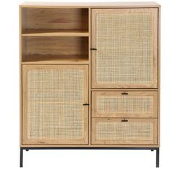 Calicosy - Hohe Buffetschrank mit Rattanfronten - L100 x H120 cm - jaya