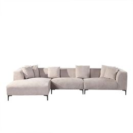 Ecksofa torino - 344 x 178 cm Beige Seitenauslage: Links Sofa Couch Wohnzimmersofa Schlafsofa - Home Deluxe