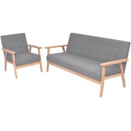 vidaXL - Sofa-Set 2-tlg. Stoff Hellgrau