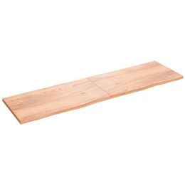 vidaXL - Tischplatte Hellbraun 220x60x(2-4)cm Massivholz Eiche Behandelt