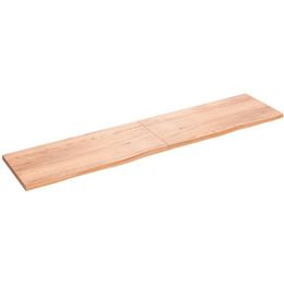 vidaXL - Tischplatte Hellbraun 220x50x(2-4)cm Massivholz Eiche Behandelt