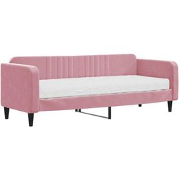 vidaXL - Tagesbett mit Matratze Rosa 80x200 cm Samt