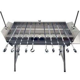 Mangal Set Leto Schaschlik Grill Edelstahl 2mm mit Spießdreher Motor 10 Spieße