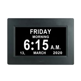 Tigrezy - 7-Zoll-LCD-Digitaluhr, Kalender mit Datum, Tag und Uhrzeit, nicht abgekürzte Uhr, automatische Dimmung, 8 Sprachen, HD-Display-Erinnerung