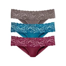 Vivance Brasil-Slip (3 Stck.) Damen Größe XL taupe / petrol / eosin