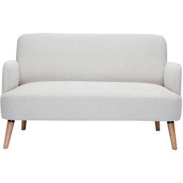 Miliboo Skandinavisches Sofa aus beigem Stoff mit Samteffekt und hellem Holz 2-Sitzer isko