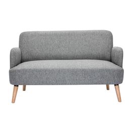 Miliboo - Skandinavisches Sofa 2-Sitzer aus hellgrauem Stoff und hellem Holz isko