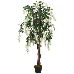 vidaXL - Glyzinienbaum Künstlich 840 Blätter 120 cm Grün und Weiß