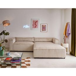 Lisa Design - Ela - ecksofa rechts - 4 sitzplätze - großer geripptem cord - beige