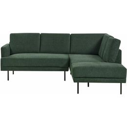 Beliani Ecksofa Dunkelgrün Stoff Linksseitig 4-Sitzer Sofa mit Schwarzen Metallfüßen Glamour Modern Wohnzimmer Büro Arbeitszimmer Wohnküche Esszimmer