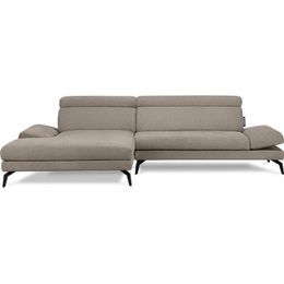 Konsimo - renar Ecksofa Modern, 4 Sitzer, bewegliche Kopfstütze, graubeige