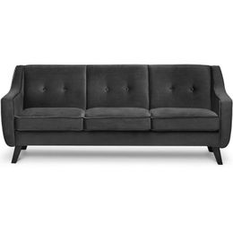 Terso Sofa, 3 Sitzer im zeitlosen Design, Velours-Bezug, grau - Konsimo