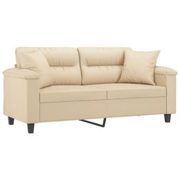 vidaXL - 2-Sitzer-Sofa mit Kissen Creme 140 cm Mikrofasergewebe