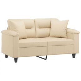 vidaXL - 2-Sitzer-Sofa mit Kissen Creme 120 cm Mikrofasergewebe