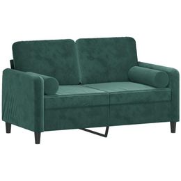 2-Sitzer-Sofa mit Zierkissen Dunkelgrün 120 cm Samt vidaXL