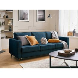 Jake - 3-sitzer sofa – mit schlaffunktion – aus cord - schieferblau