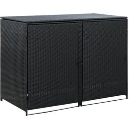 Mülltonnenbox für 2 Tonnen Poly Rattan Schwarz 148x80x111 cm vidaXL