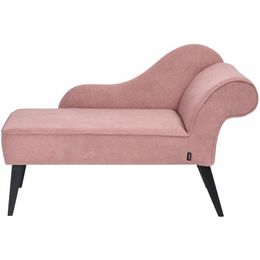 Beliani Chaiselongue Rosa Stoffbezug Rechtsseitig mit Armlehne hoher Rückenlehne Schwarzen Holzbeinen Retro Wohnzimmer Récamiere Liegesofa