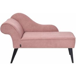 Beliani Chaiselongue Rosa Stoffbezug Linksseitig mit Armlehne hoher Rückenlehne Schwarzen Holzbeinen Retro Wohnzimmer Récamiere Liegesofa