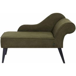 Beliani Chaiselongue Olivgrün Stoffbezug Rechtsseitig mit Armlehne hoher Rückenlehne Schwarzen Holzbeinen Retro Wohnzimmer Récamiere Liegesofa