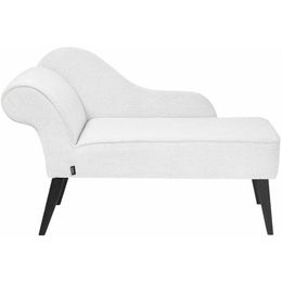 Beliani Chaiselongue Weiß Stoffbezug Linksseitig mit Armlehne hoher Rückenlehne Schwarzen Holzbeinen Retro Wohnzimmer Récamiere Liegesofa