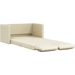 vidaXL - Bodensofa mit Schlaffunktion Creme 112x174x55 cm Kunstleder