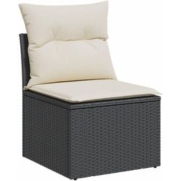 vidaXL - Gartensofa ohne Armlehnen mit Kissen Schwarz Poly Rattan