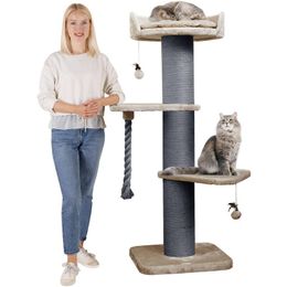 Happypet - Premium Kratzbaum Grosse Katzen Stabil 'Freddy' – 150 cm Großer Katzenbaum, Kletterbaum für Maine Coon, Natursisal, 20 cm Dicke Stämme