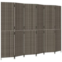 vidaXL - Paravent 6-tlg. Grau Poly Rattan