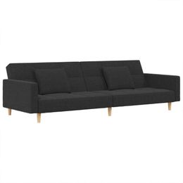 vidaXL - Schlafsofa 2-Sitzer mit 2 Kissen Dunkelgrau Stoff