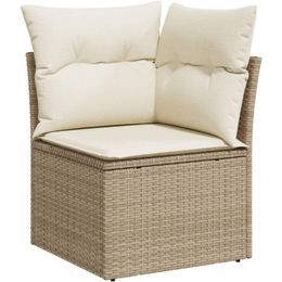 vidaXL - Garten-Ecksofa mit Kissen Beige Poly Rattan