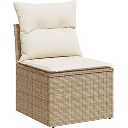 Gartensofa ohne Armlehnen mit Kissen Beige Poly Rattan vidaXL