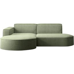 Kaiser Ecksofa Designer modena studio stoff Dicker cord Poso Hellgrün Links