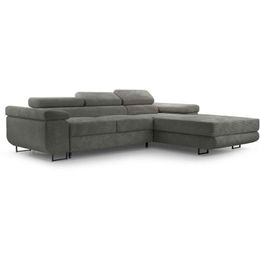 FURNIX Ecksofa NILLONA Mini L-Form Schlaffunktion Bettkasten PSO60 Grau