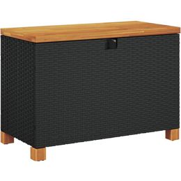 vidaXL - Garten-Auflagenbox Schwarz 80x40x48 cm Poly Rattan Akazienholz