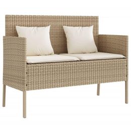 Gartenbank mit Kissen Beige Poly Rattan vidaXL