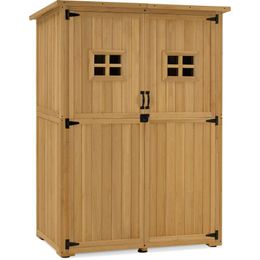 M MCombo Gartenschrank Gartenhaus Holz Wetterfest, 127×59×168 cm, 0912D (Natur)