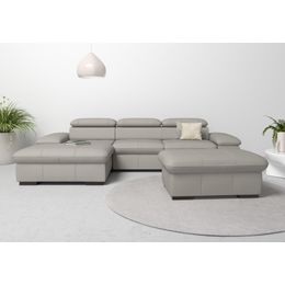 Ecksofa Home Affaire "Alberto L-Form", grau (hellgrau), B:286cm H:73cm T:174cm, Luxus-Microfaser Lederoptik (100% Polyester);Luxus-Microfaser ALTARA NUBUCK (100% Polyester);Luxus-Microfaser weich (90% Polyester, 10% Polyamid);Microfaser Antiklederoptik, Sofas, Ecksofa, mit Kopfteilverstellung, wahlweise mit Bettfunktion, Topseller