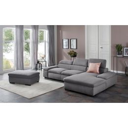 Ecksofa Home Affaire "Alberto L-Form", grau (steel), B:286cm H:73cm T:174cm, 100% Polyester;Luxus-Microfaser ALTARA NUBUCK (100% Polyester);Luxus-Microfaser weich (90% Polyester, 10% Polyamid);Microfaser Antiklederoptik, Sofas, Ecksofa, mit Kopfteilverstellung, wahlweise mit Bettfunktion, Topseller
