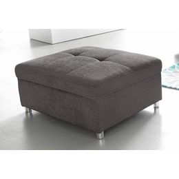 Polsterhocker Home Affaire "Top Bilbao", grau (fango), B:98cm H:42cm T:68cm, Struktur fein (95% Polyester, 5% Polyamid);Kunstleder SOFTLUX / Struktur (100% Polyester), Hocker, Polsterhocker